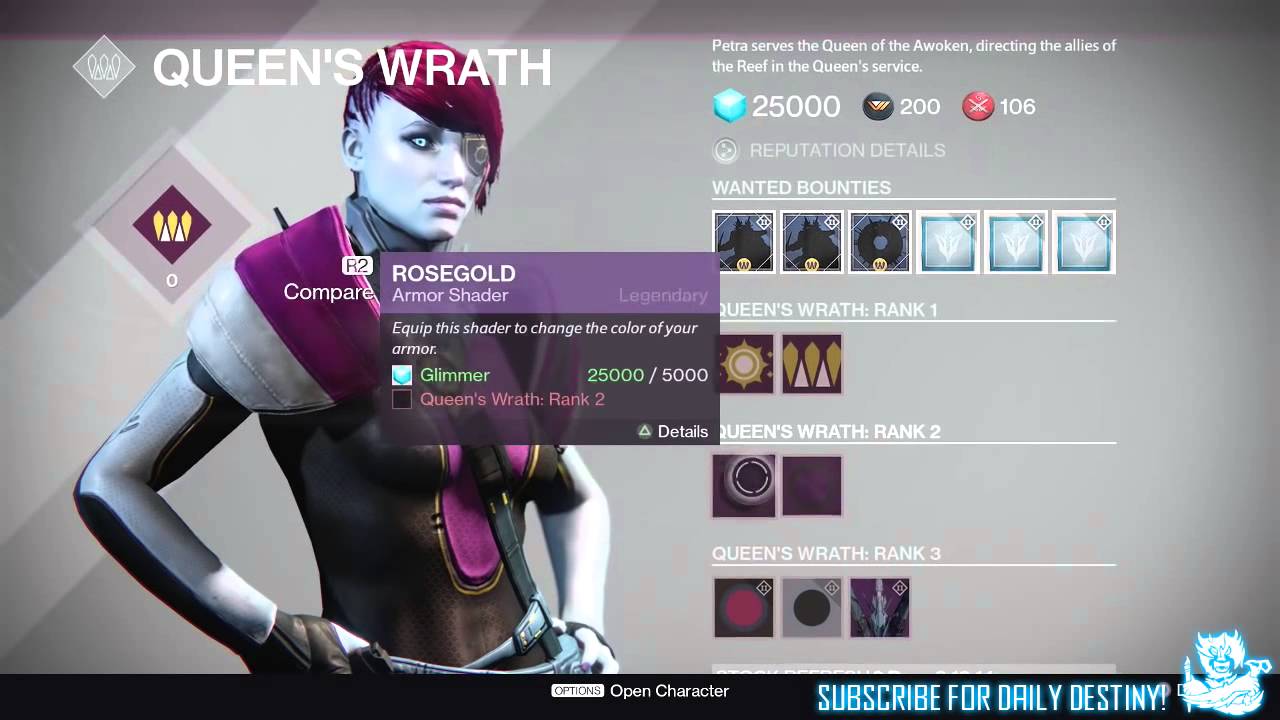 06 Destiny The Reef Queens Wrath Vendor New Items Shader Bounties All ...