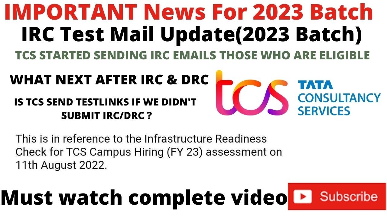 TCS Infrastructure Readiness Check (IRC) | TCS IRC Test Update for ...