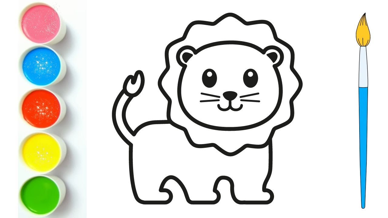 LION Drawing, Painting & Coloring LION for Children and Toddlers | Easy ...