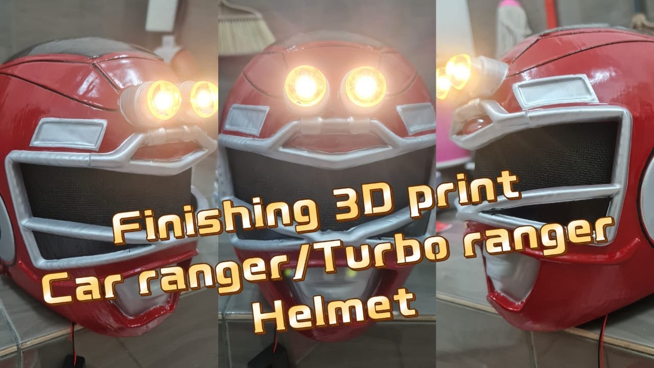 Finishing 3D Print Car Ranger/Turbo Ranger Cosplay Helmet. - YouTube