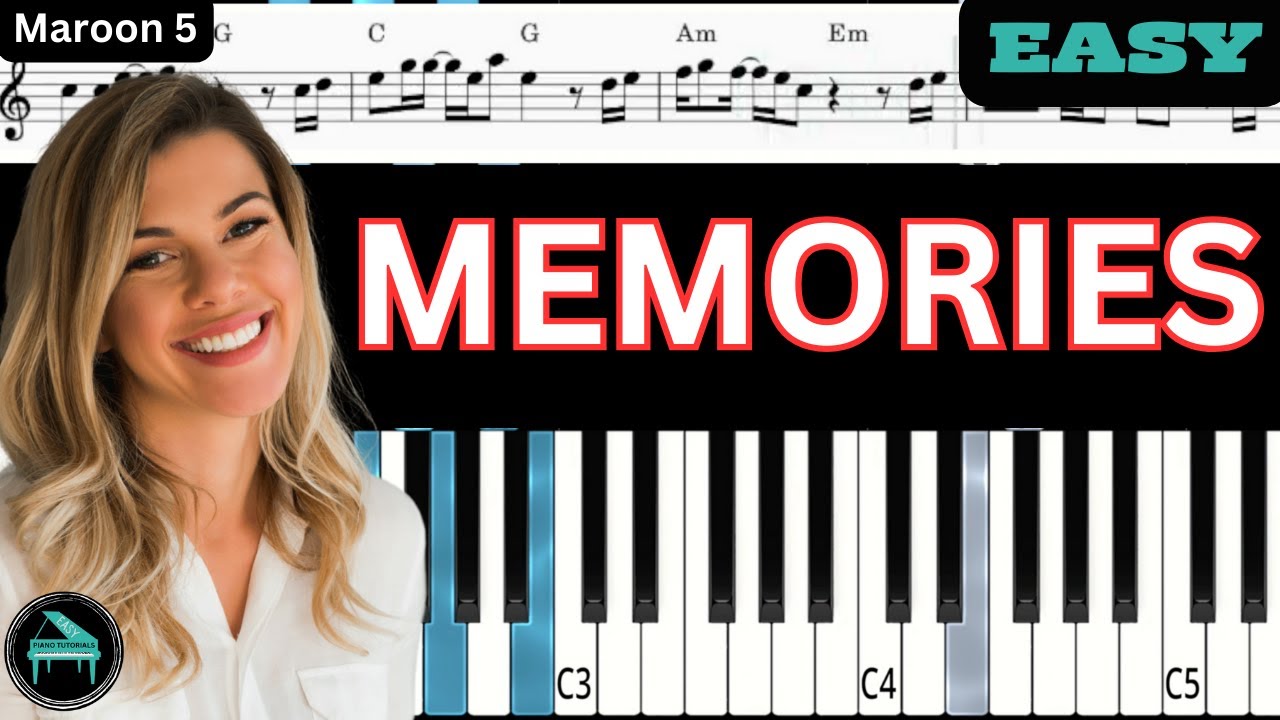 Memories Maroon 5 Easy Piano Tutorial - YouTube