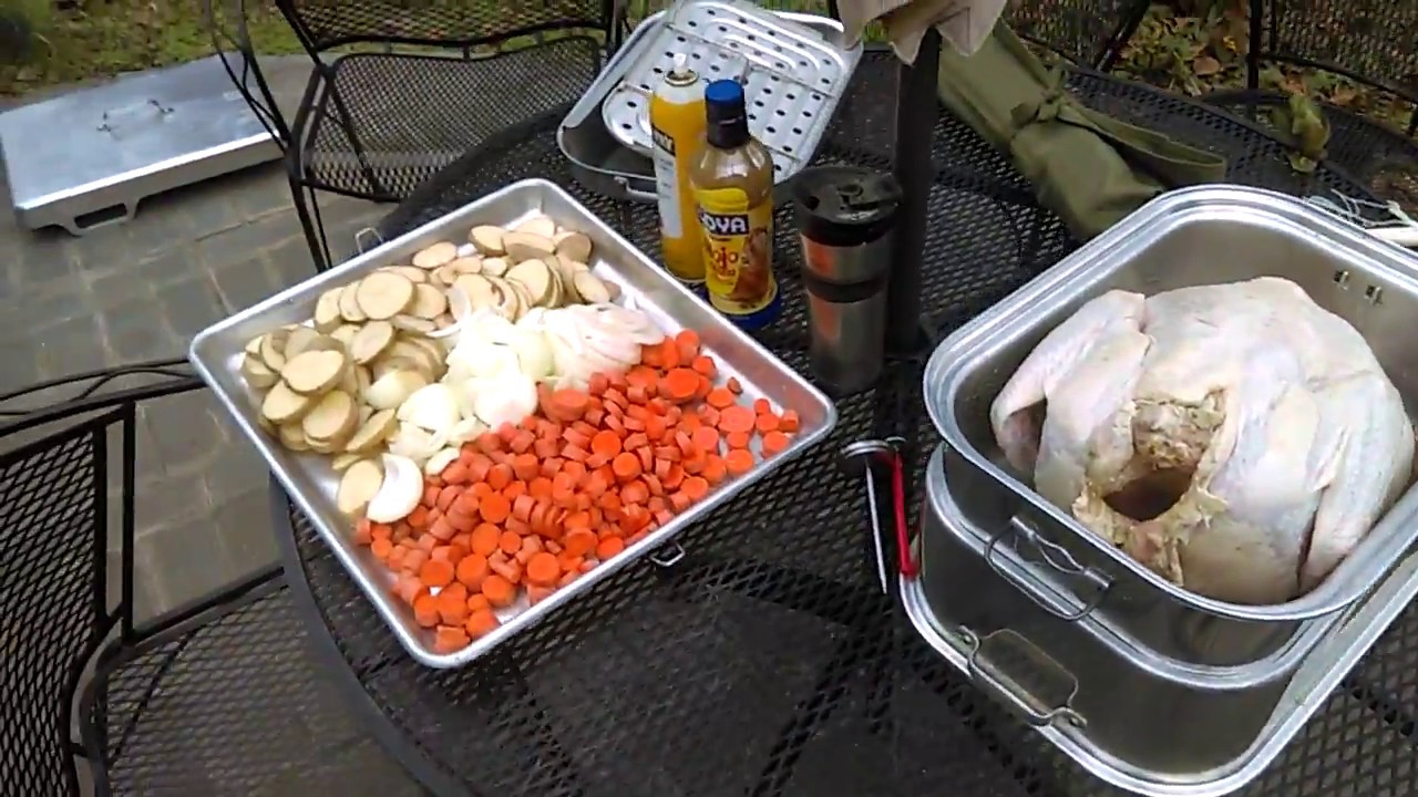 Christmas Turkey in a military m59 field range - YouTube