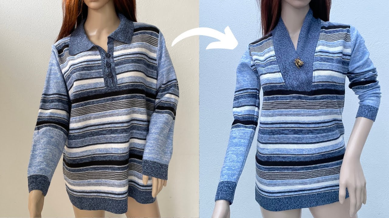 EASY STEP BY STEP METHOD TO ALTER A BIGGER PULLOVER TO YOUR SIZE. TOTAL ...