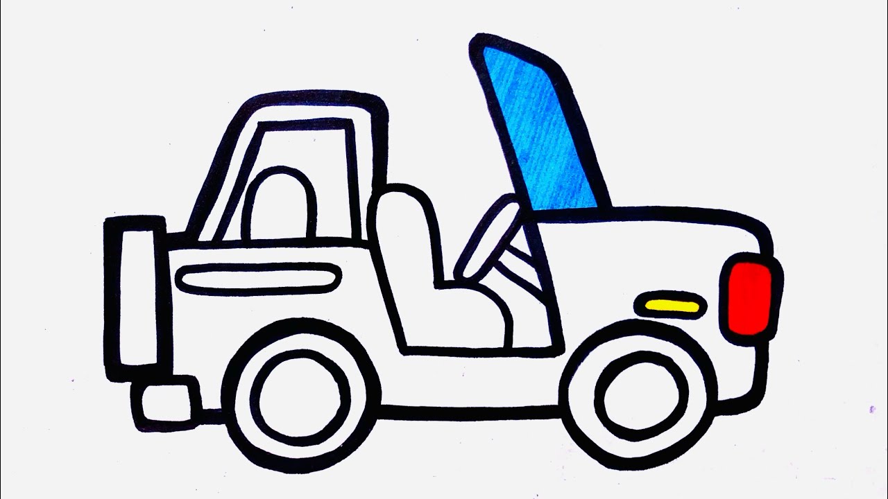 Safari jeep drawing and colours for kids and toddler|| easy kids ...