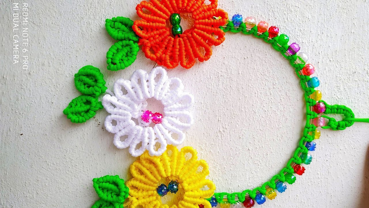 Macrame 🌻Sun-flower key Hanger Wall Hanging Tutorial in Hindi !! Full ...