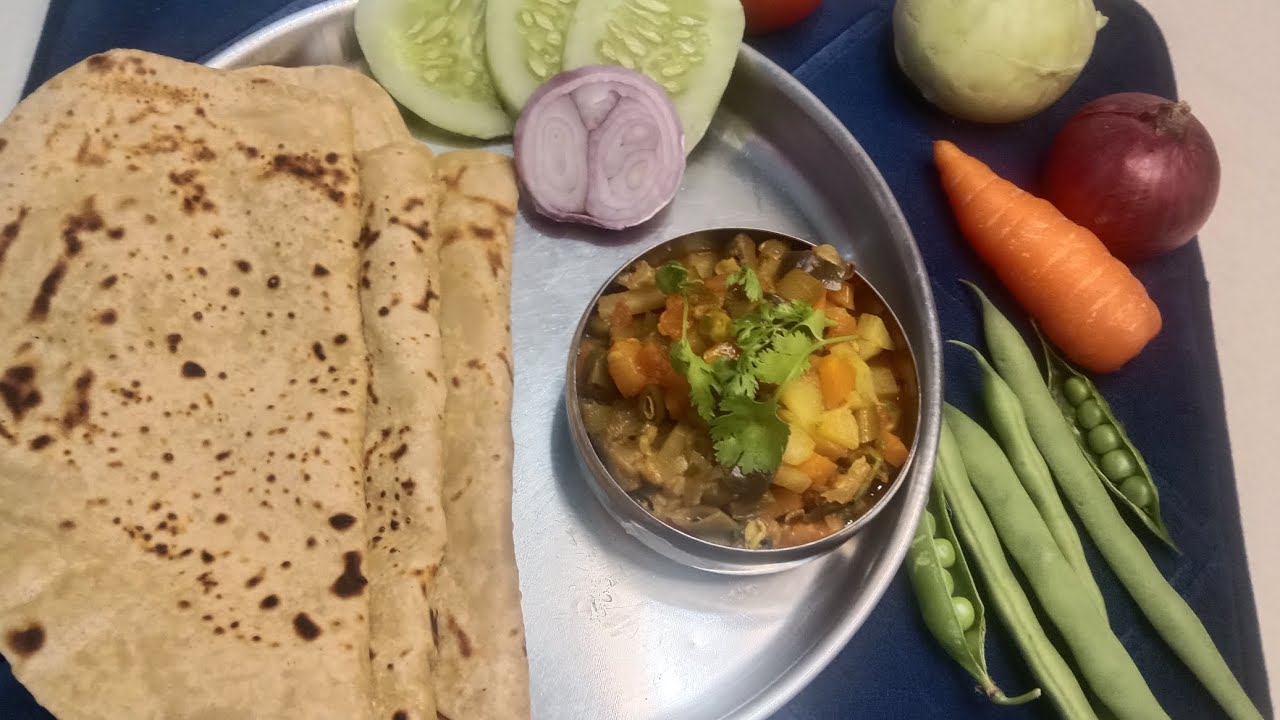 ತರಕಾರಿ ಪಲ್ಯ ಚಪಾತಿ/easy and simple mix vegetables palya nd chapati ...