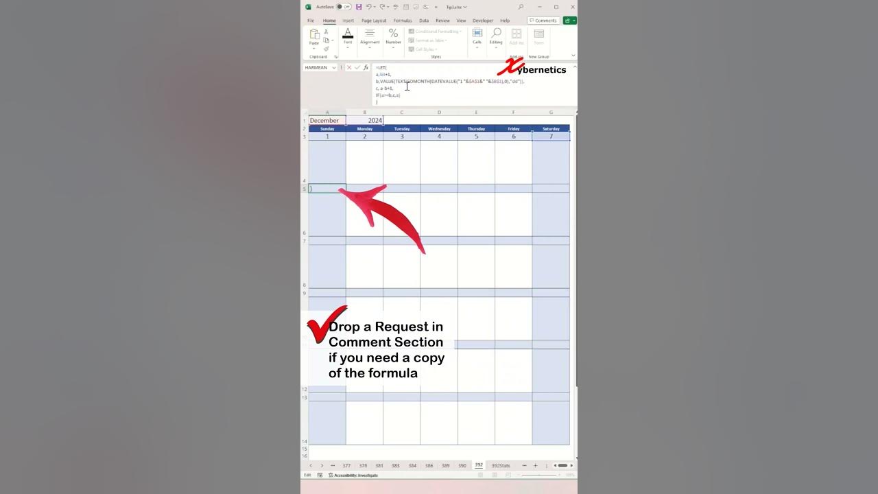 Dynamic Monthly Calendar With Statutory Holiday In Excel - PART 1 ...