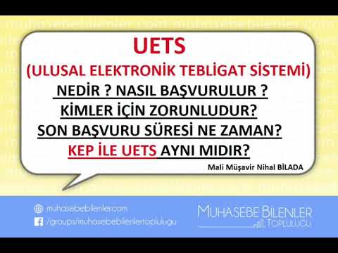 Ulusal Elektronik Tebligat Sistemi (UETS) -Mali Müşavir Nihal Bilada