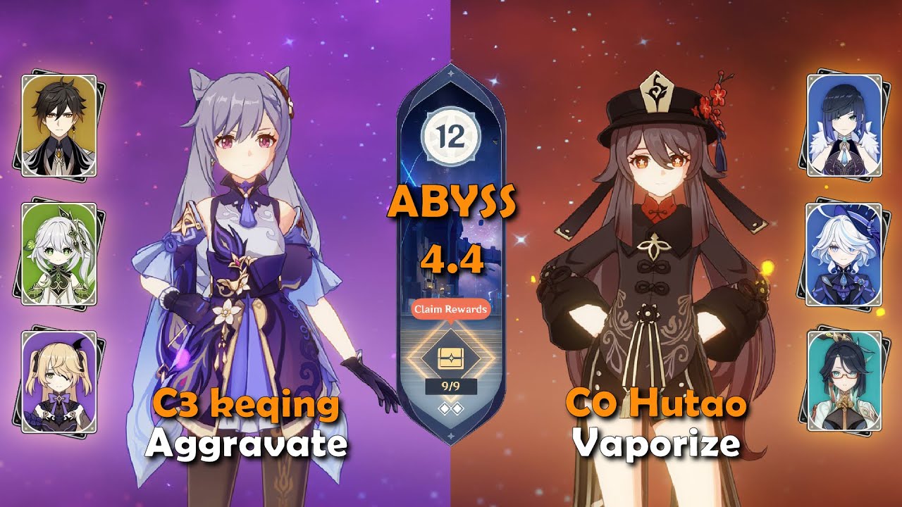C3 keqing Aggravate & C0 Hutao Vaporize | Spiral Abyss 4.4 - Floor 12 ...