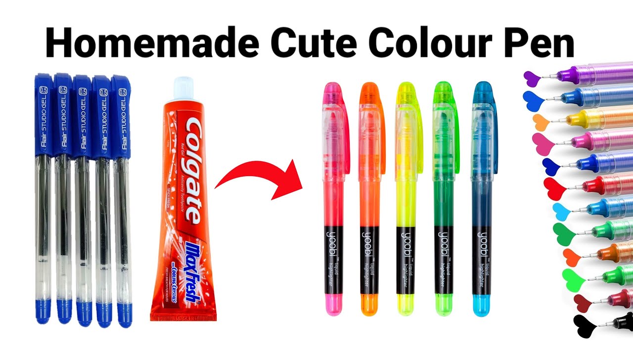How to make colour pen/homemade sketch pen/diy highlighter pen/Marker ...
