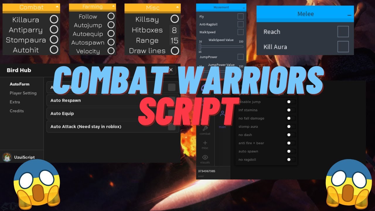 Roblox Combat Warriors OP Script | Kill Aura Auto Parry Bow Aimbot Auto ...