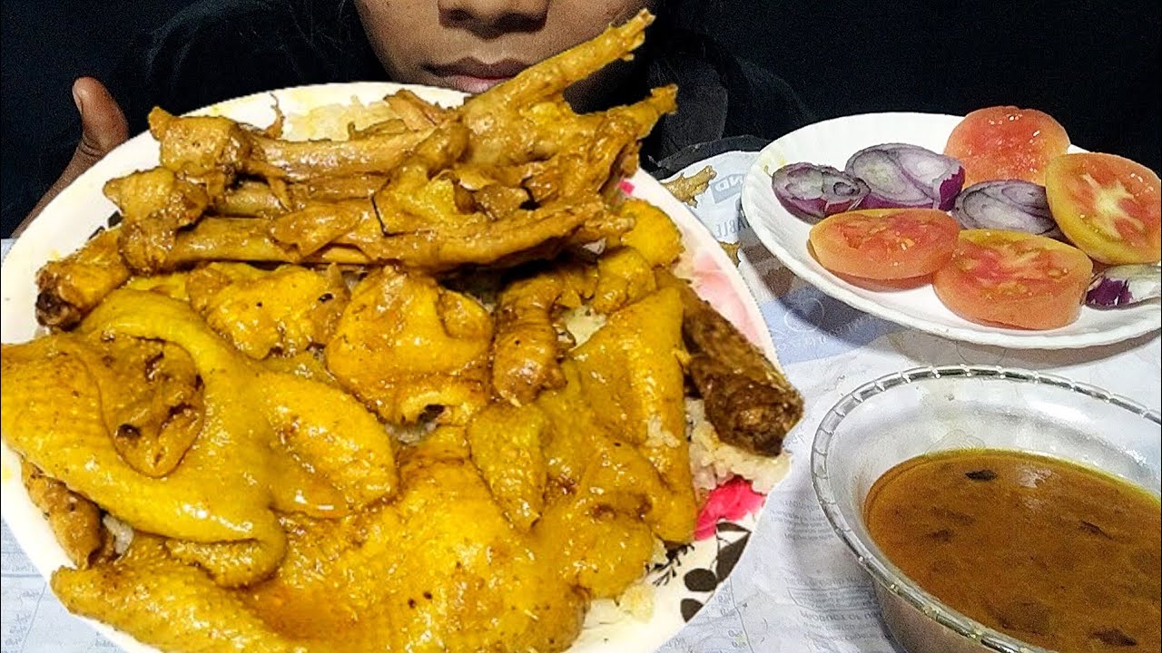 chicken leg piece rice challenge||chicken skin rice eating video ...