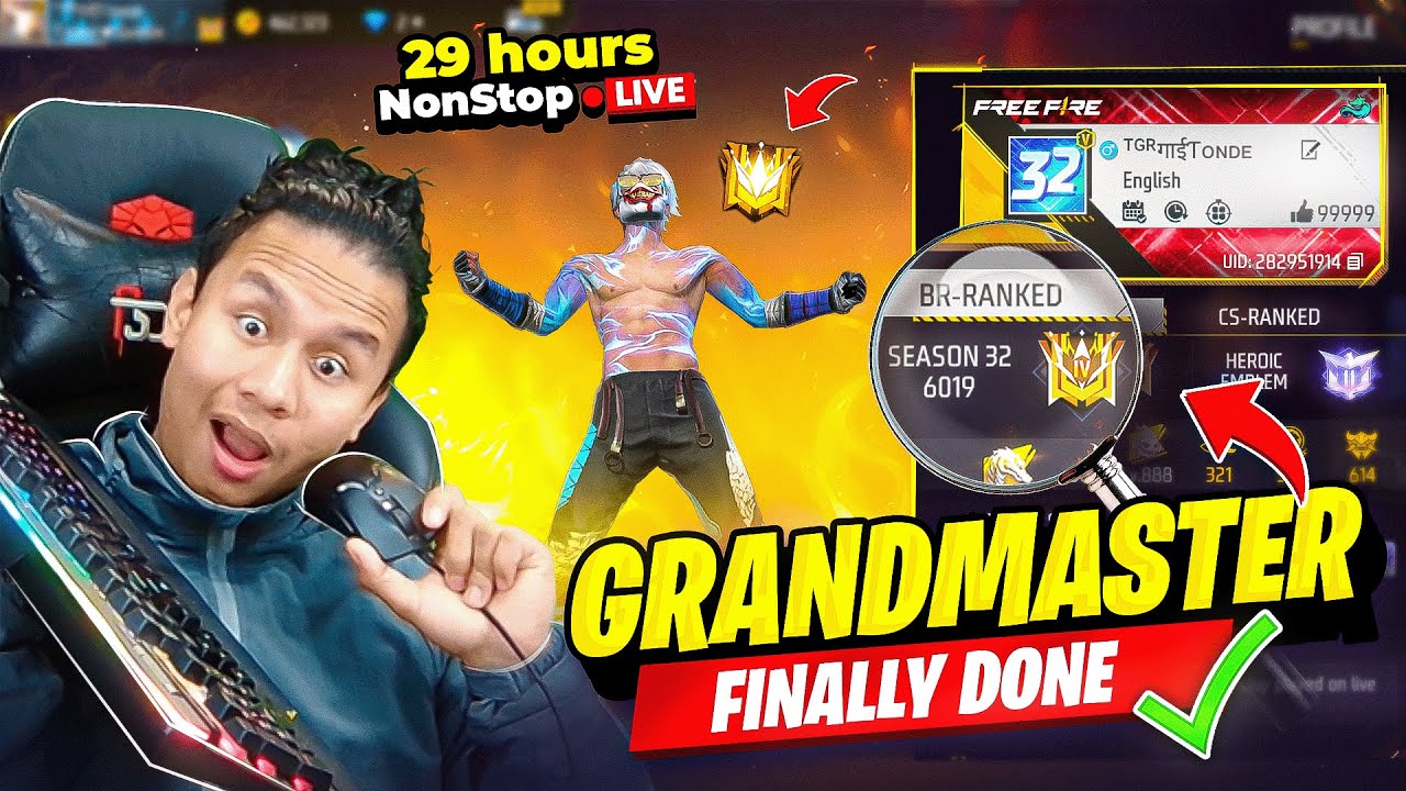 29 Hours Nonstop Live 😱 Last Match for Grandmaster 🔥 Tonde Gamer - Free ...