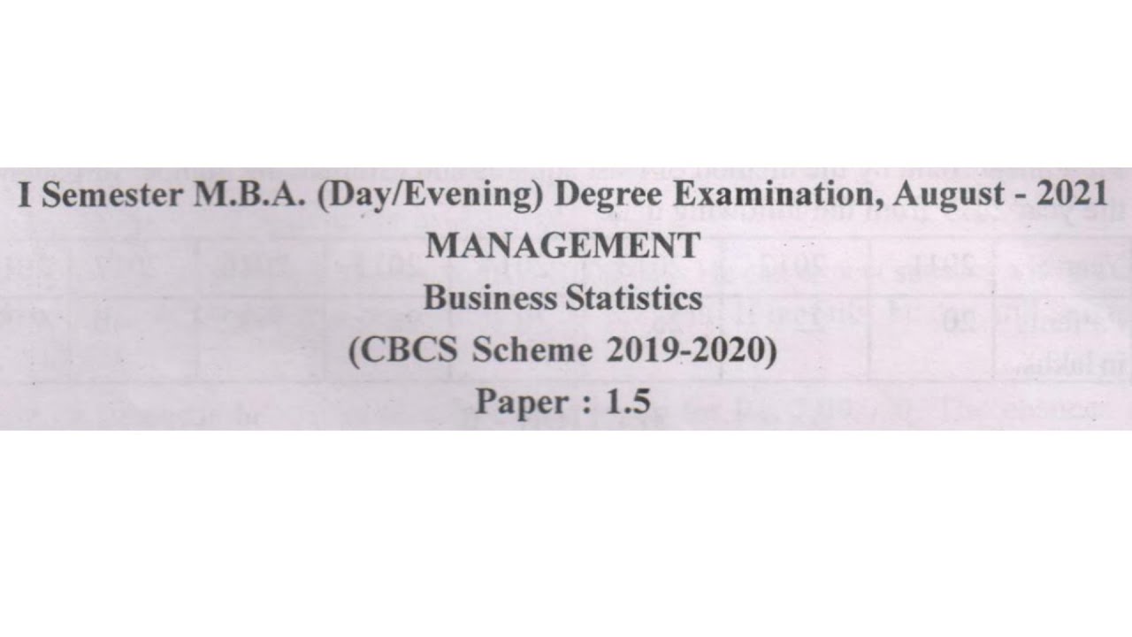 Business Statistics 2021 Question Paper | MBA 1st sem - YouTube