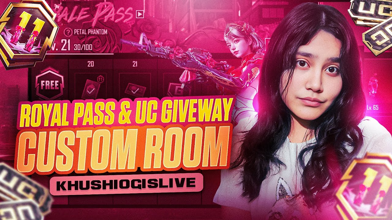 RP & UC GIVEAWAY Custom Rooms |PRIZE Every Match|🩷FACECAM😍| BGMI LIVE ...