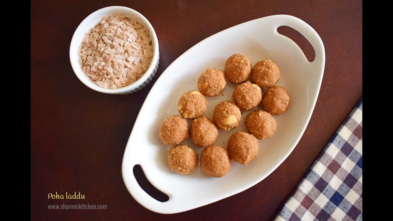 Poha ladoo Recipe | Aval Laddu | Atukula Laddu - Healthy Poha ladoo ...