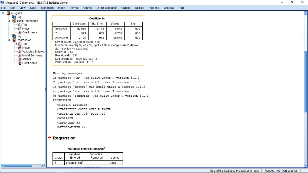 SPSS (R Essentials) - Tobin Regression - YouTube