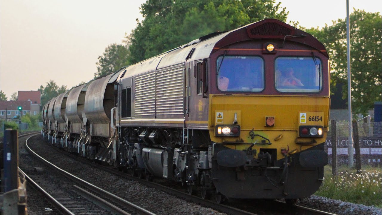 66154 With A Ballast Train Passing Hykeham (09/05/20) - YouTube