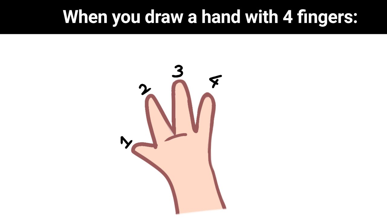 Drawing hands with 5 fingers Vs. Drawing hands with 4 fingers 🤭 - YouTube