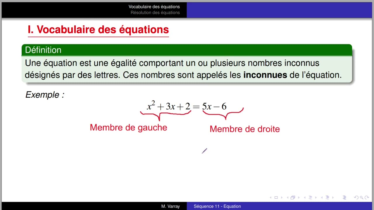4eme - Leçon sur les équations 1/2 - YouTube