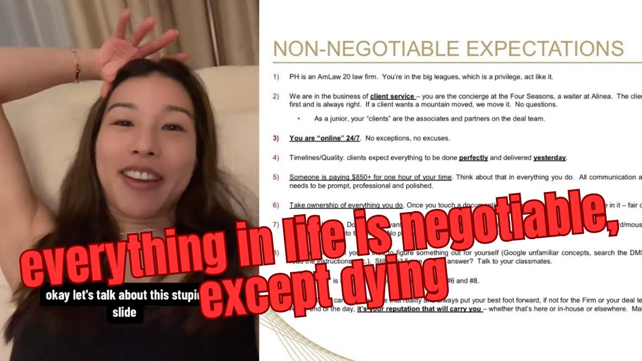 "non-negotiable expectations" in biglaw - YouTube