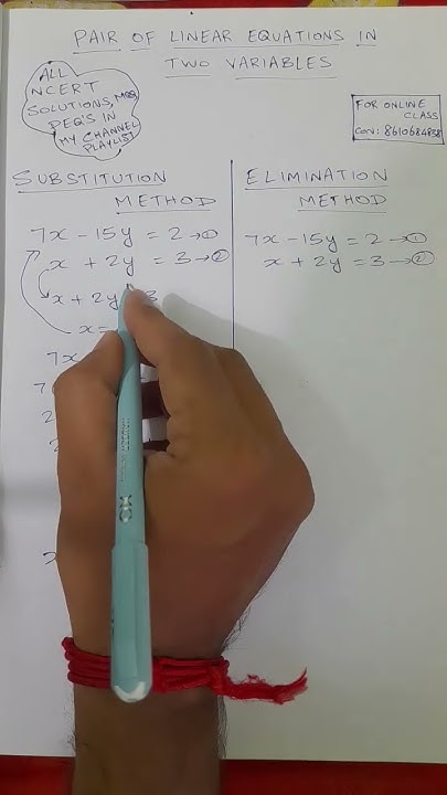 Substitution and Elimination Method(Pair of Linear Equations In Two Variables) | Class 10 Maths ...