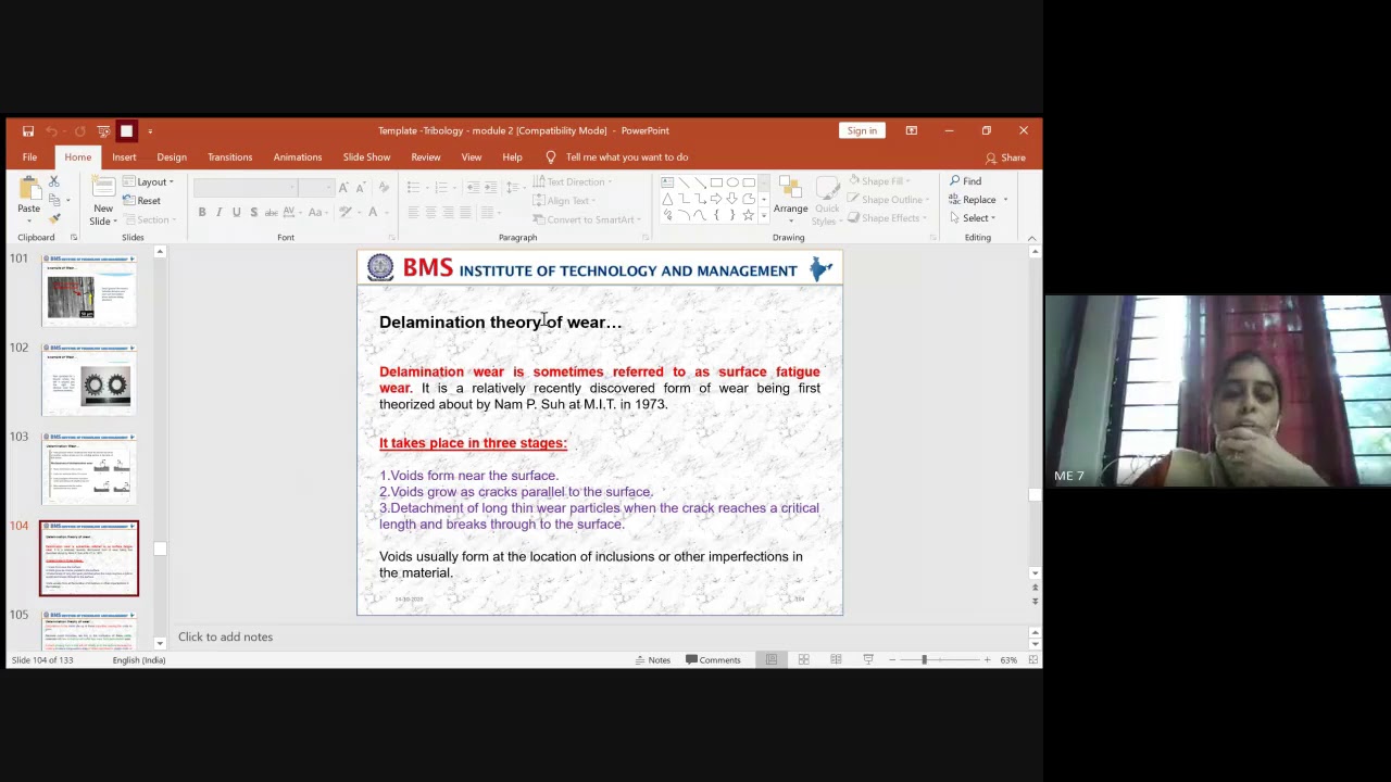 Delamination Theory Wear in metals Module 2 Tribology VII SEM 14 OCT ...
