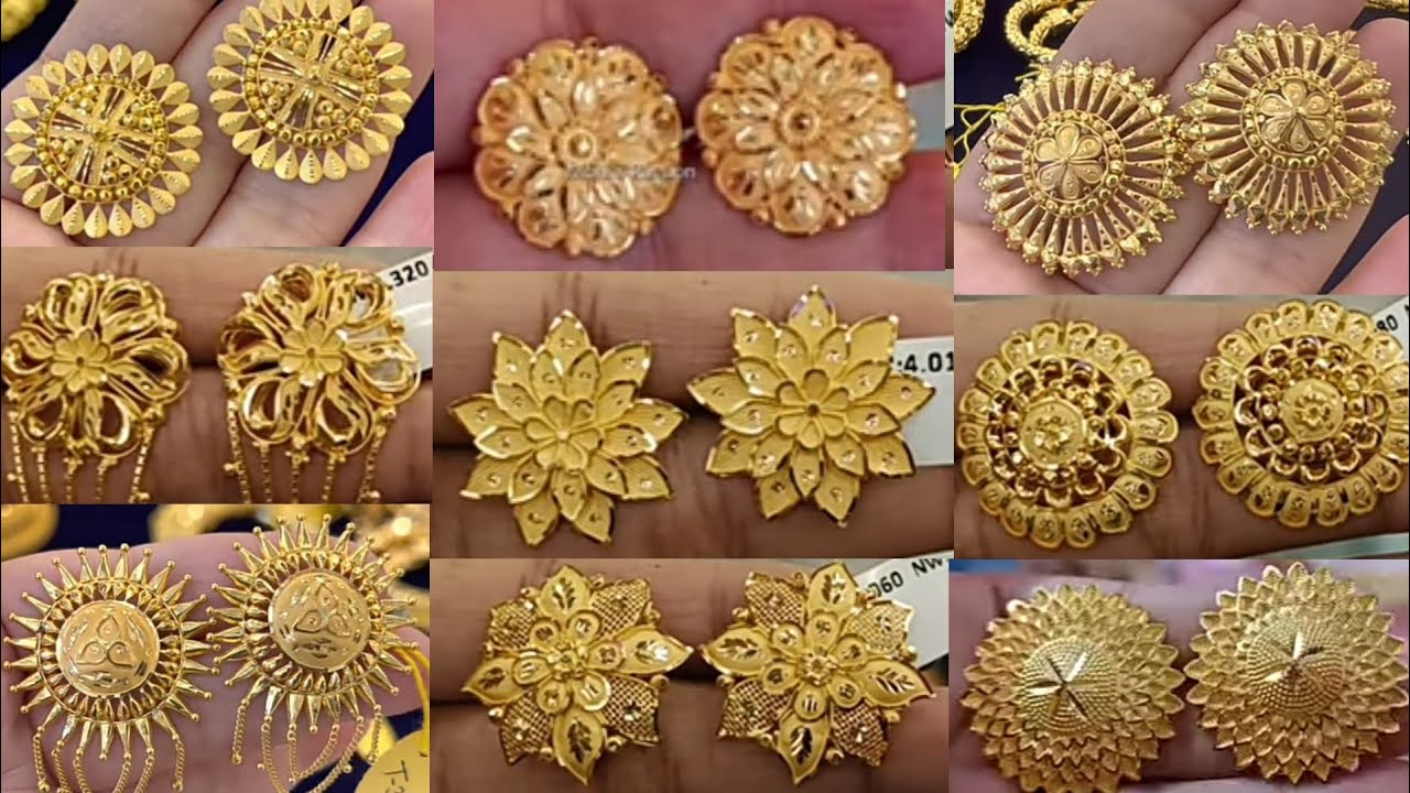 মাত্র ২ গ্রাম থেকে গান পাসার ডিজাইন #unique gold earring kaan pasa ...