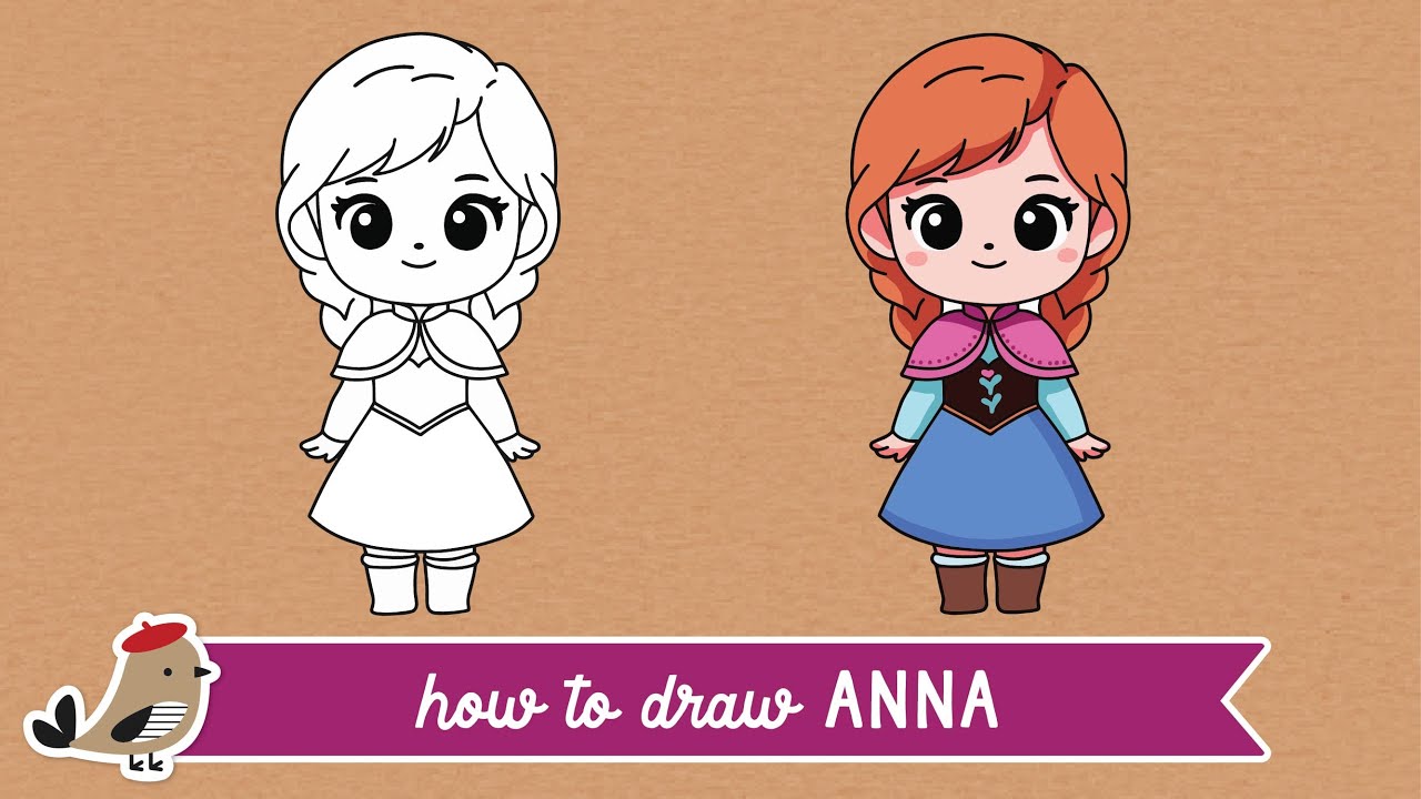 How To Draw Anna From Frozen | Easy Drawing For Kids - YouTube