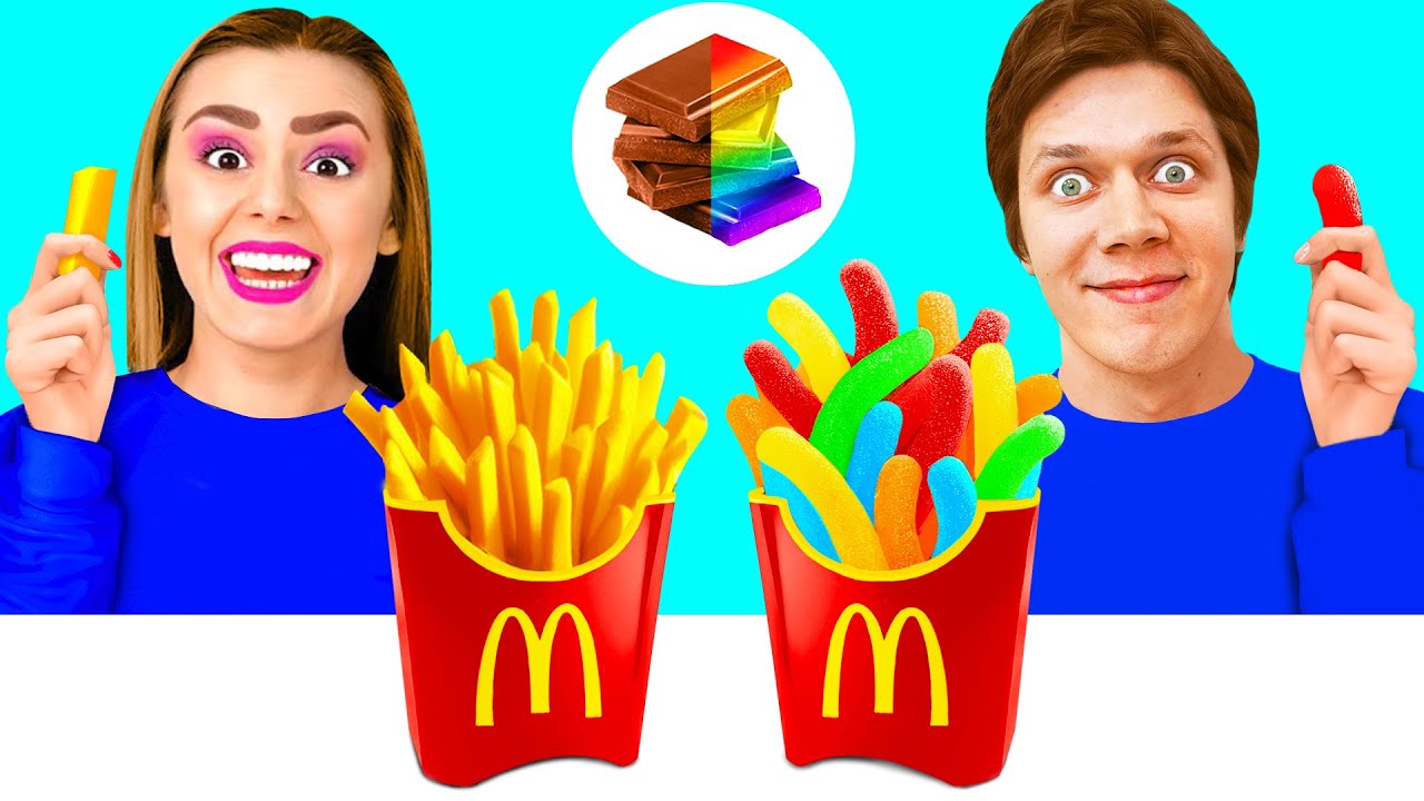 Desafio Comida De Goma vs Comida De Verdade | Truques Fantásticos Com ...