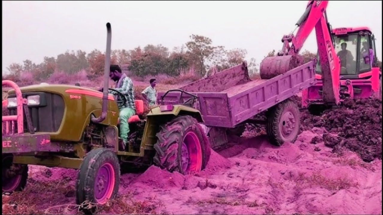JCB 3dx Backhoe Machine Making Pond With John Deere 5150 | Newholland ...