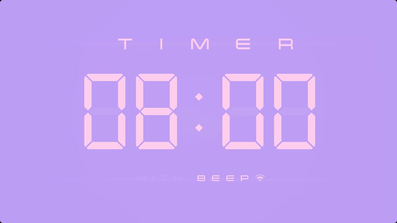 8 Minute Digital Countdown Timer with Simple Beeps 💕💜 - YouTube