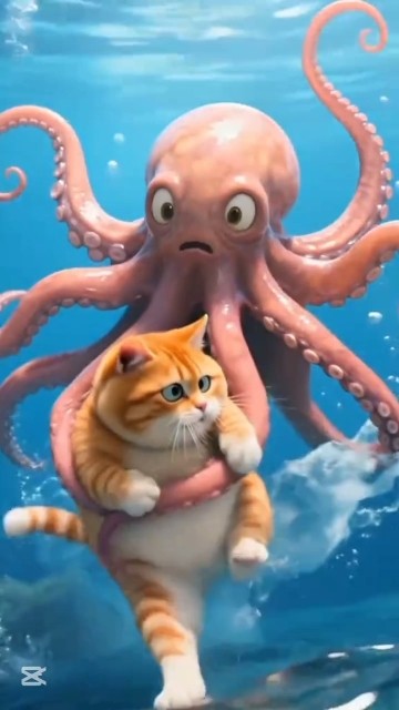 Octopus Grabs Cat?! 😱🐙 #funny #cat vs octopus #shorts - YouTube