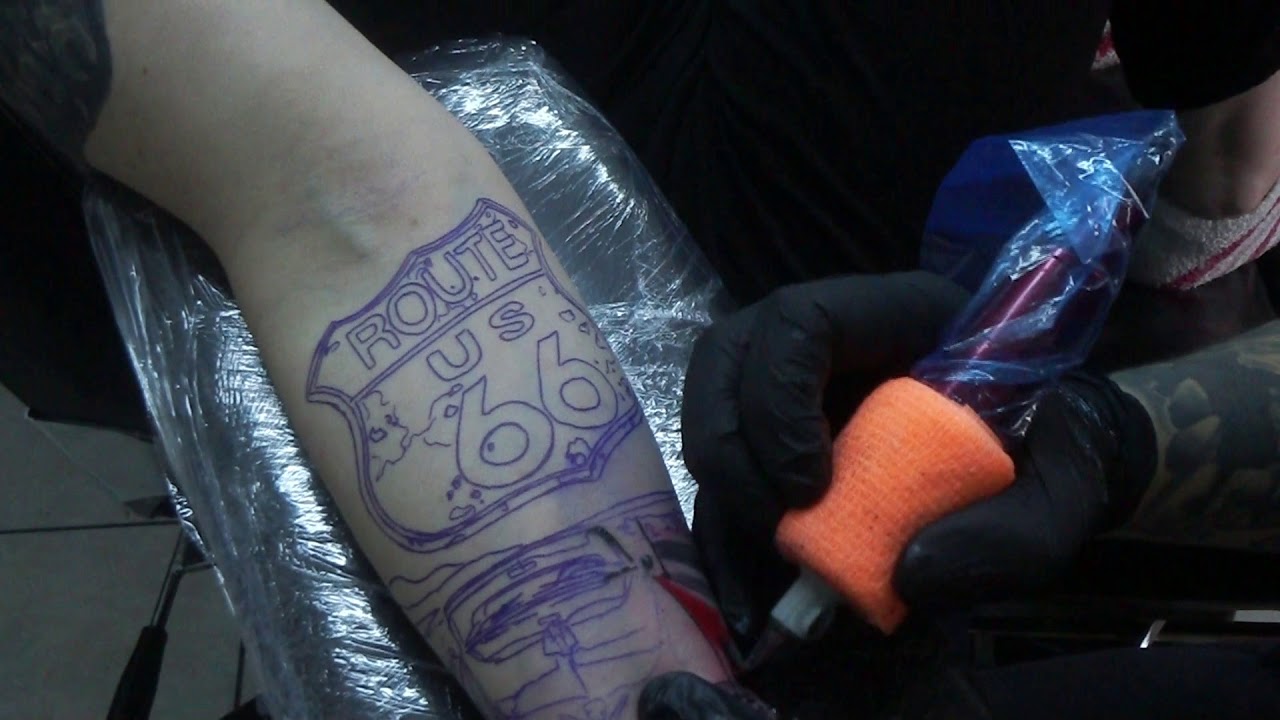 Route66 Tattoo Timelapse - YouTube