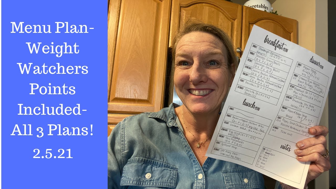 Weekly Menu Plan 2.5.21 | Weight Watcher Points Included - All 3 Plans ...