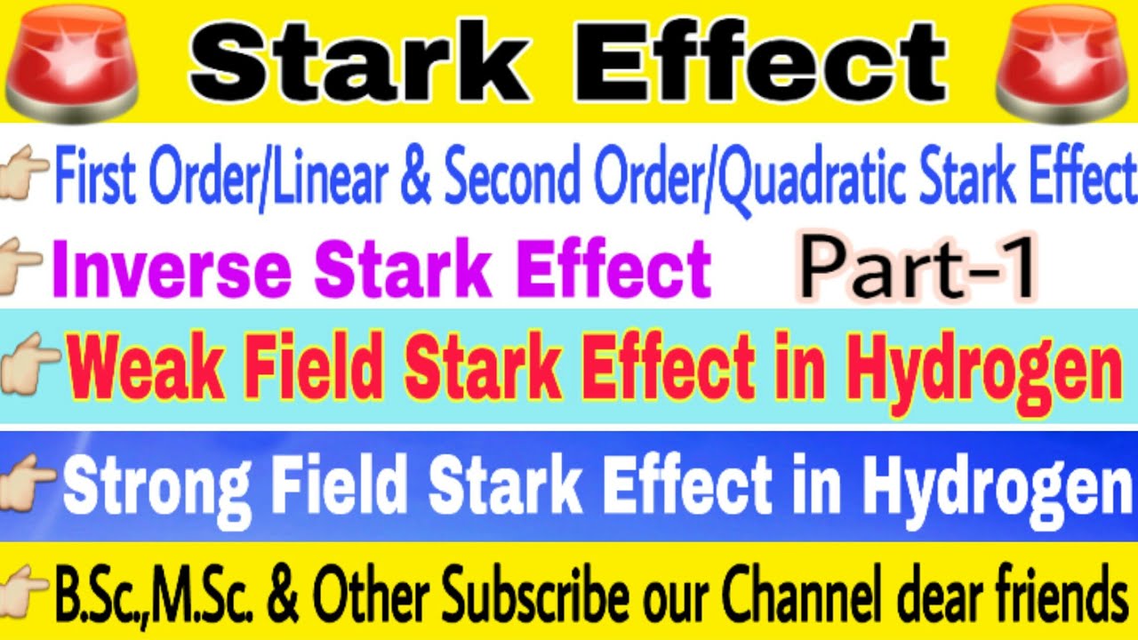 Stark effect | स्टार्क प्रभाव | Stark effect in hydrogen | Weak field ...