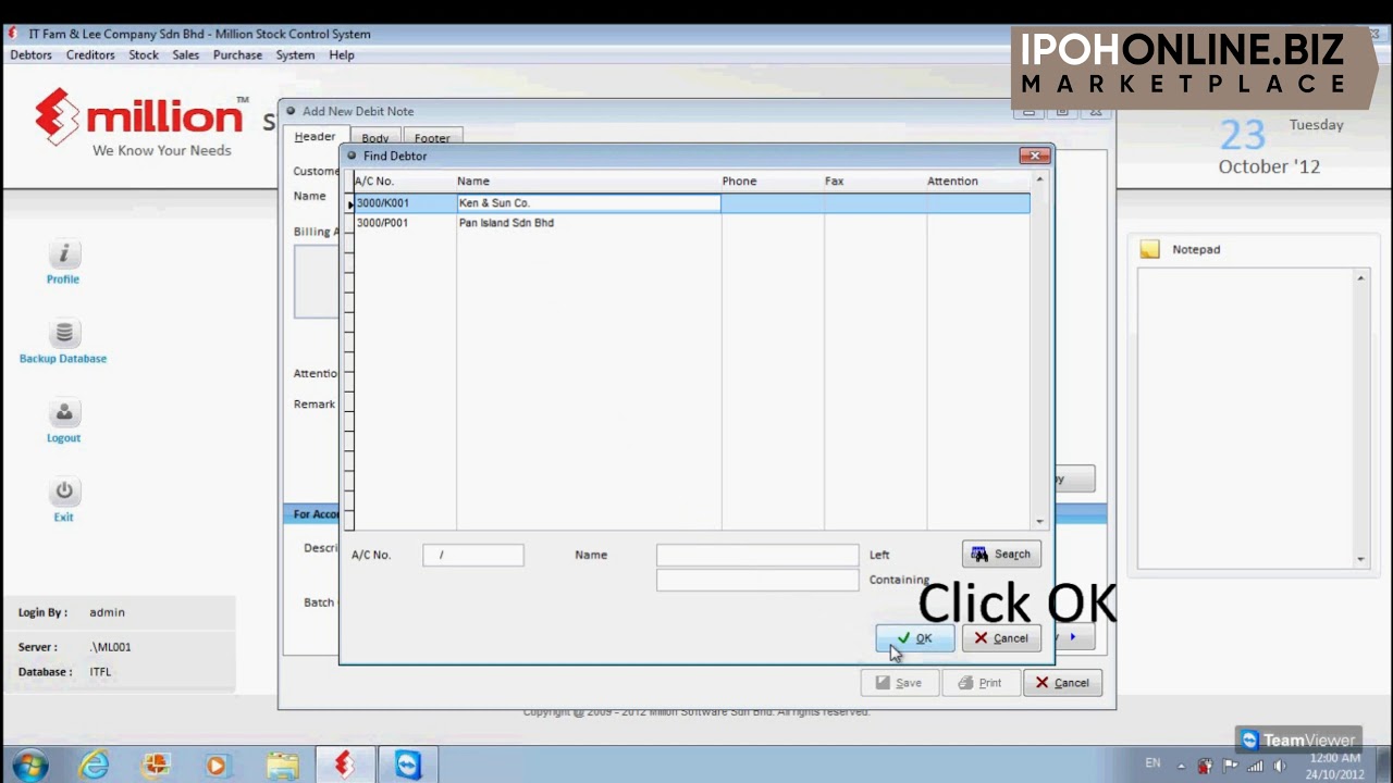 MILLION STOCK CONTROL SYSTEM | How To Issue Sales Debit Note (Tutorial Video) | IPOHONLINE - YouTube