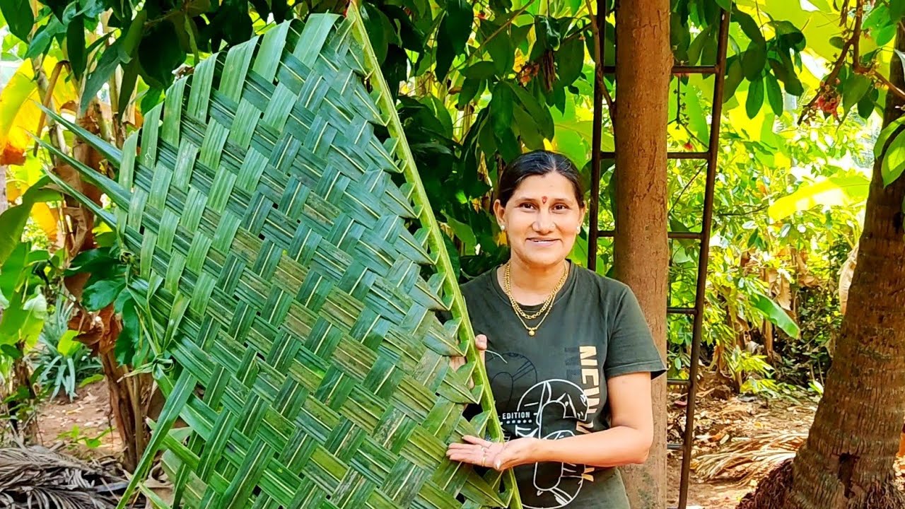 नारळाच्या झापाची चटई । How to weave coconut mat step by step | DIY ...