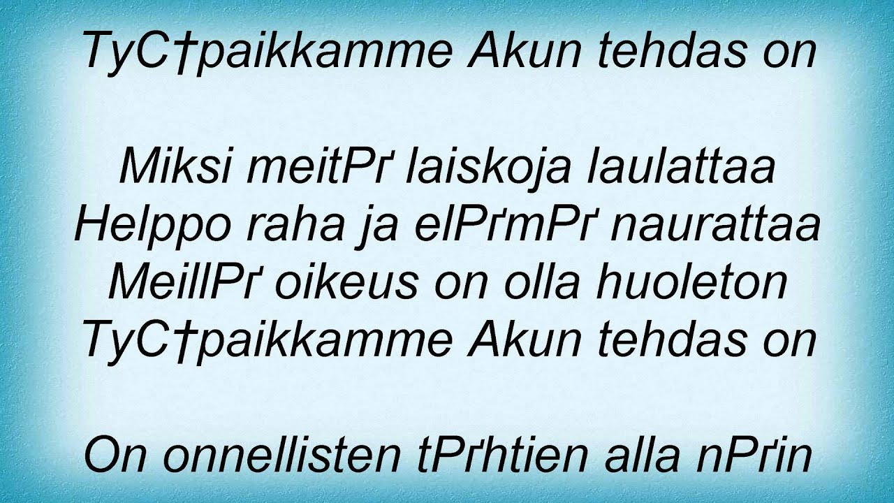 Eppu Normaali - Akun Tehdas Lyrics - YouTube