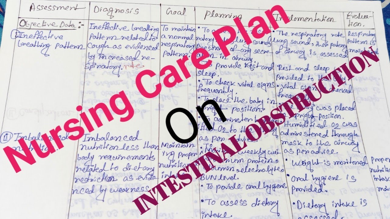 How to write nursing care Plan on Intestinal Obstruction | Nursing care ...