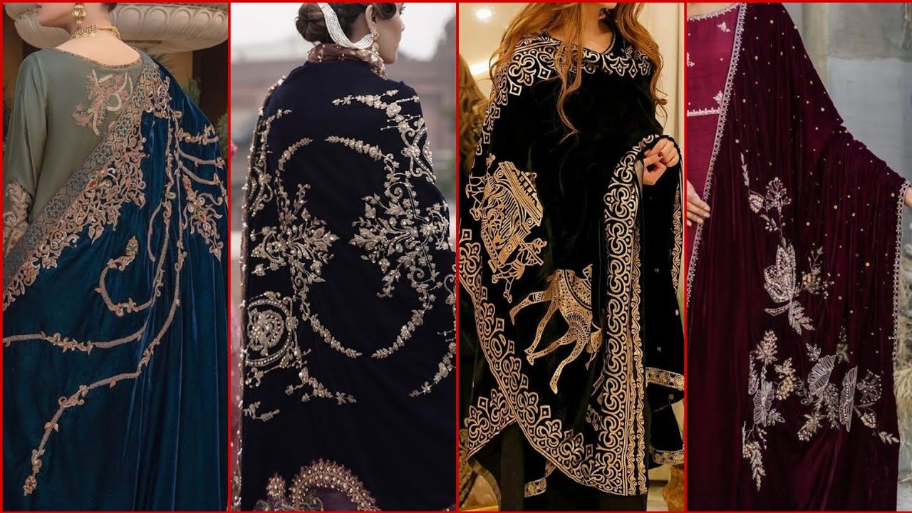 Velvet shawl designs for bride to be😍 beautiful velvet shawls!! - YouTube