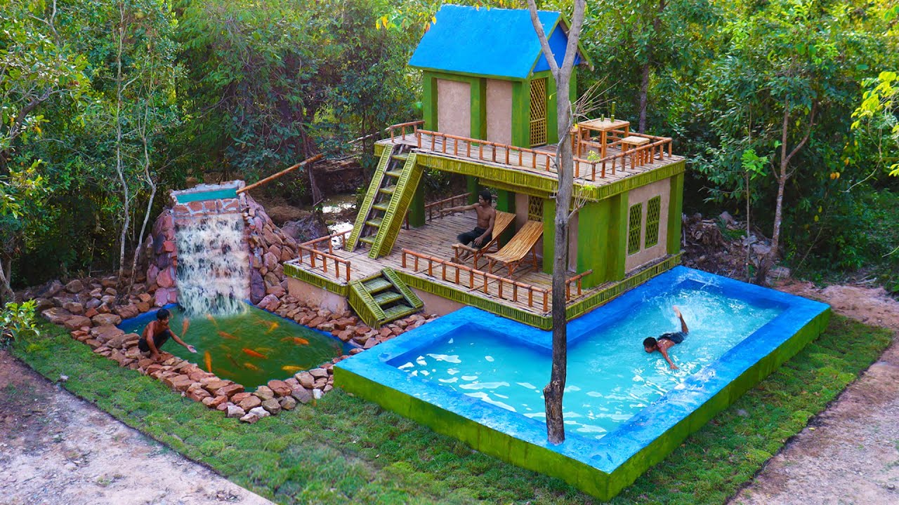 [Full] Build A Modern Villa With Swimming Pool, Fish Pond And Garden In The Forest by I AM ...