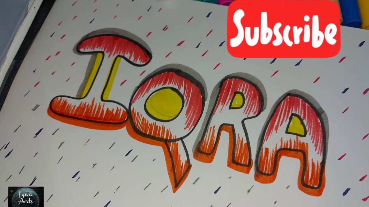 Iqra Name|| How to write in Bubble letters|| - YouTube