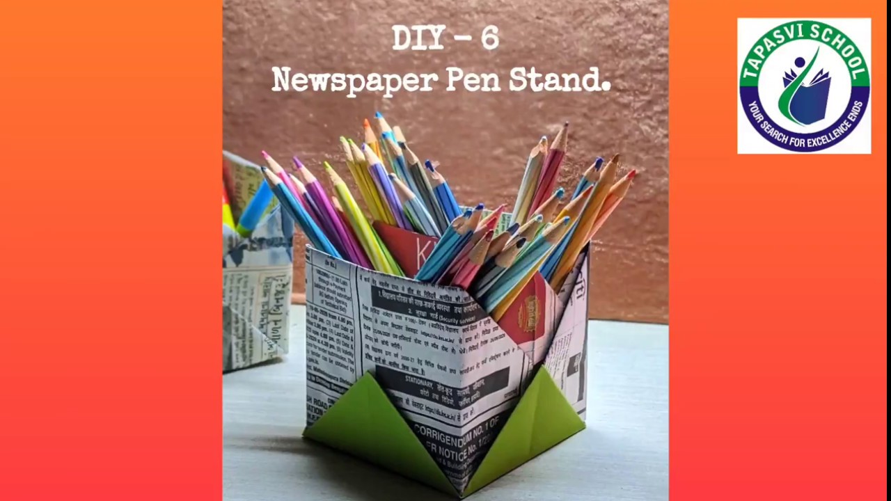 DIY 6 PEN PENCIL STAND TAPASVI SCHOOL - YouTube