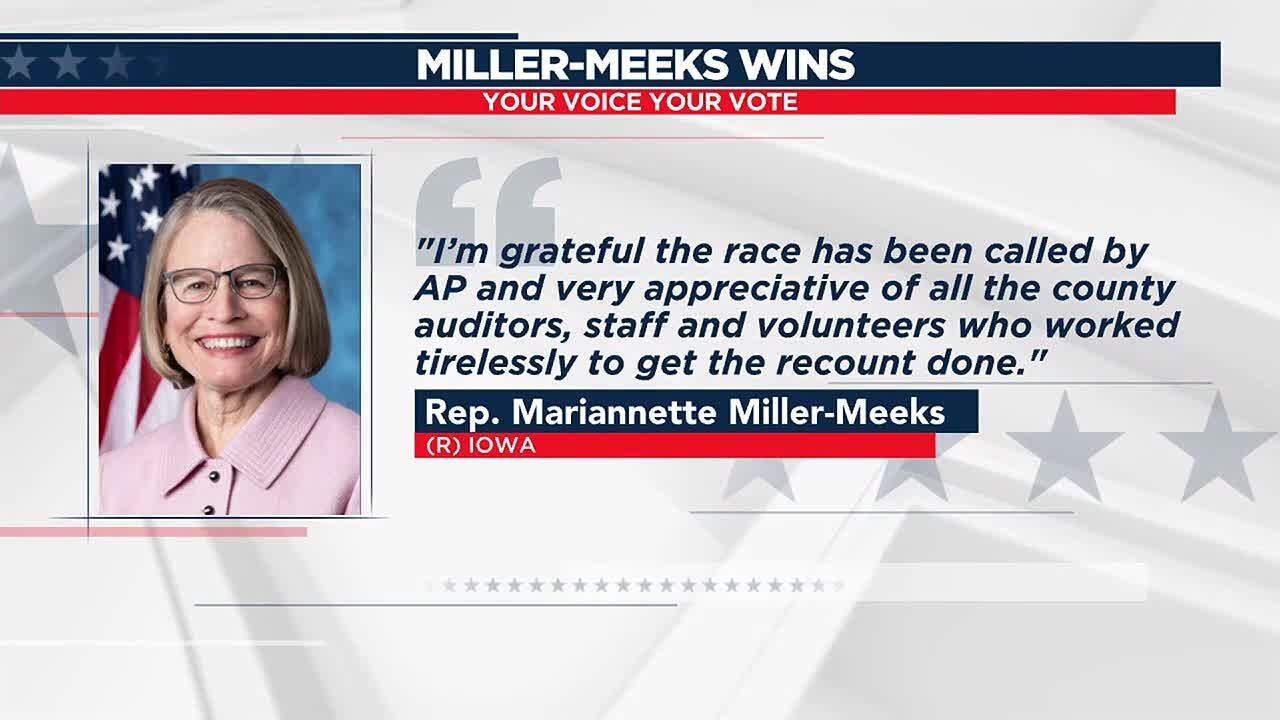 Rep. Miller-Meeks wins reelection bid in Iowa's First Congressional ...