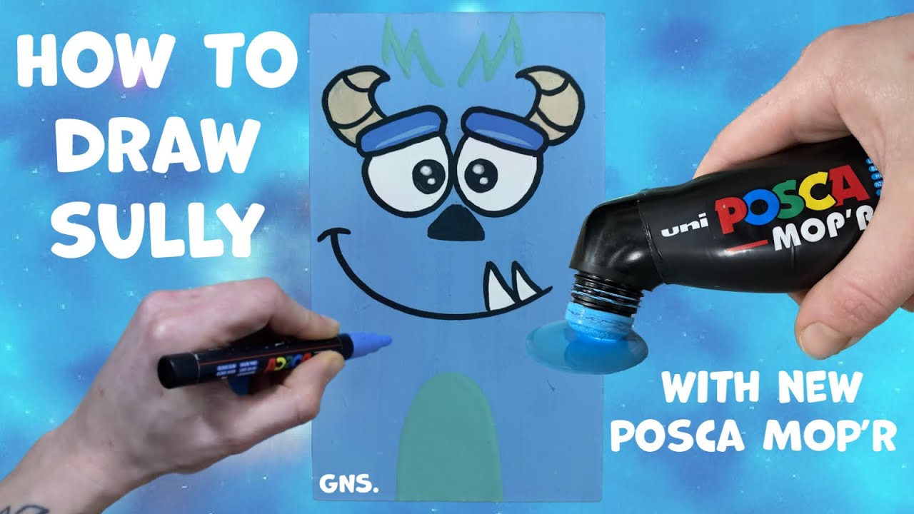 How to Draw Sully from Monsters INC with new Posca MOP’R (step by step ...