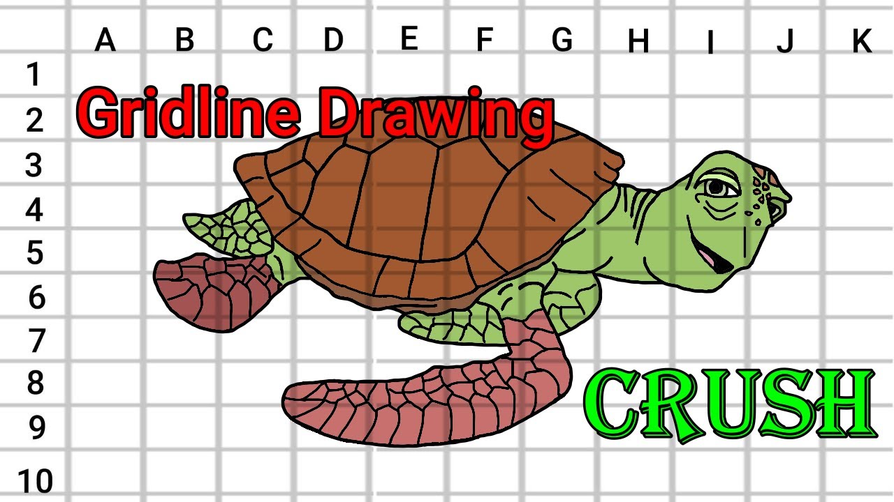 How to Draw Walt Disney Cartoon Characters / Crush from Finding Nemo ...