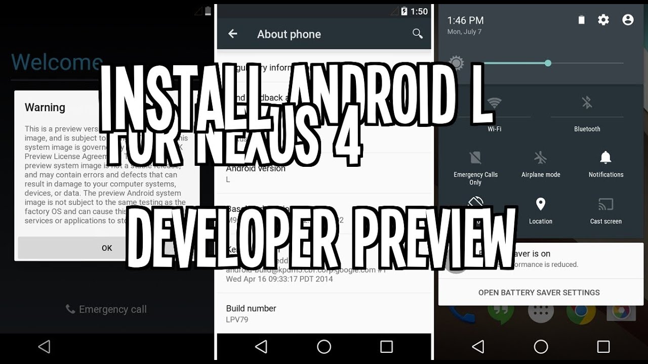 Android L Developer Preview for Nexus 4 - YouTube