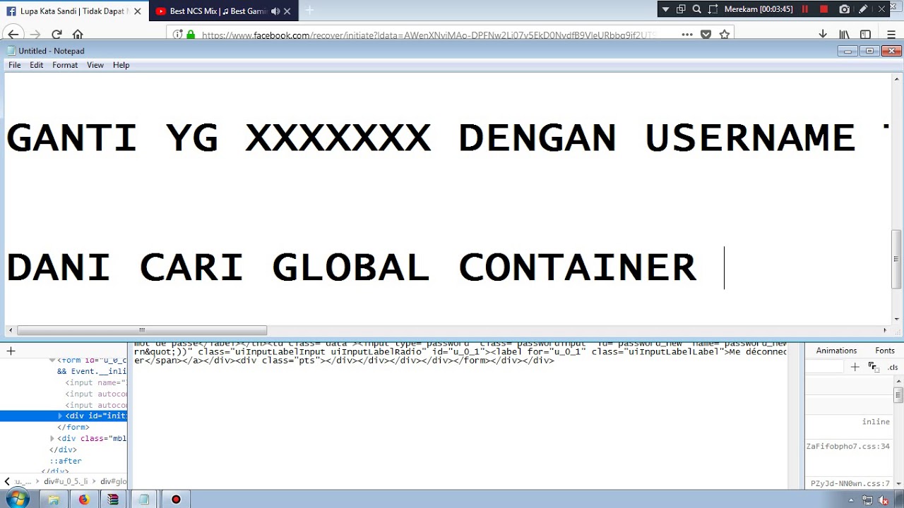 CARA UBAH PASSWORD FB ORANG DENGAN INSPECT 100% WORK!!! - YouTube