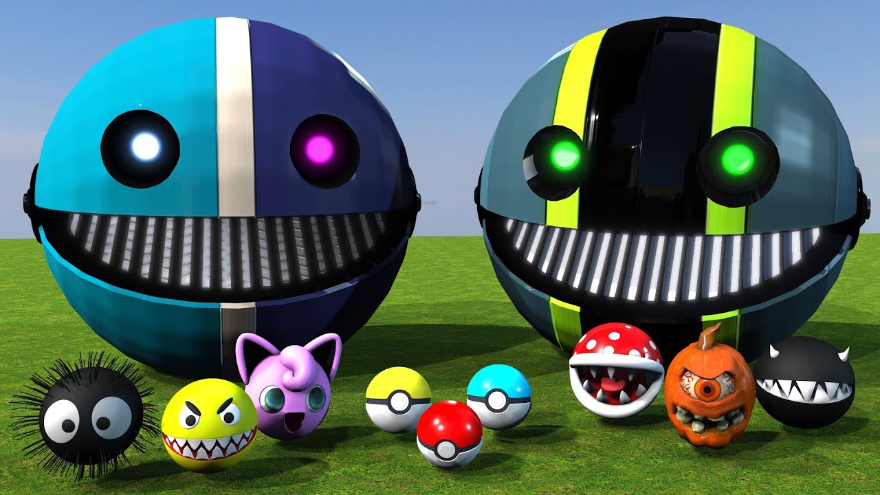 PACMAN VS ROBOT PACMAN WITH POKEMON BATTLE IN THE RING New adventures ...